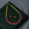 Ruby Fireworks Diamond Circle Gold Necklace Set